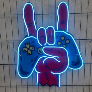 Game Controller Neon Sign, Game Controller Led Light, Game Zone Neon ...
