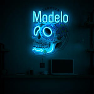 Modelo Neon Sign, Modelo Led Sign, Sugar Skull Neon Sign, Bar Light up ...