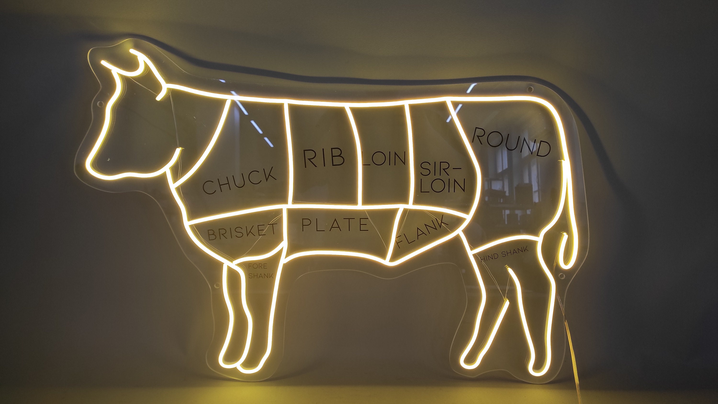 Cow Neon Sign,cow Led Sign,cow Light Sign,cow Wall Decor,butcher Guide ...