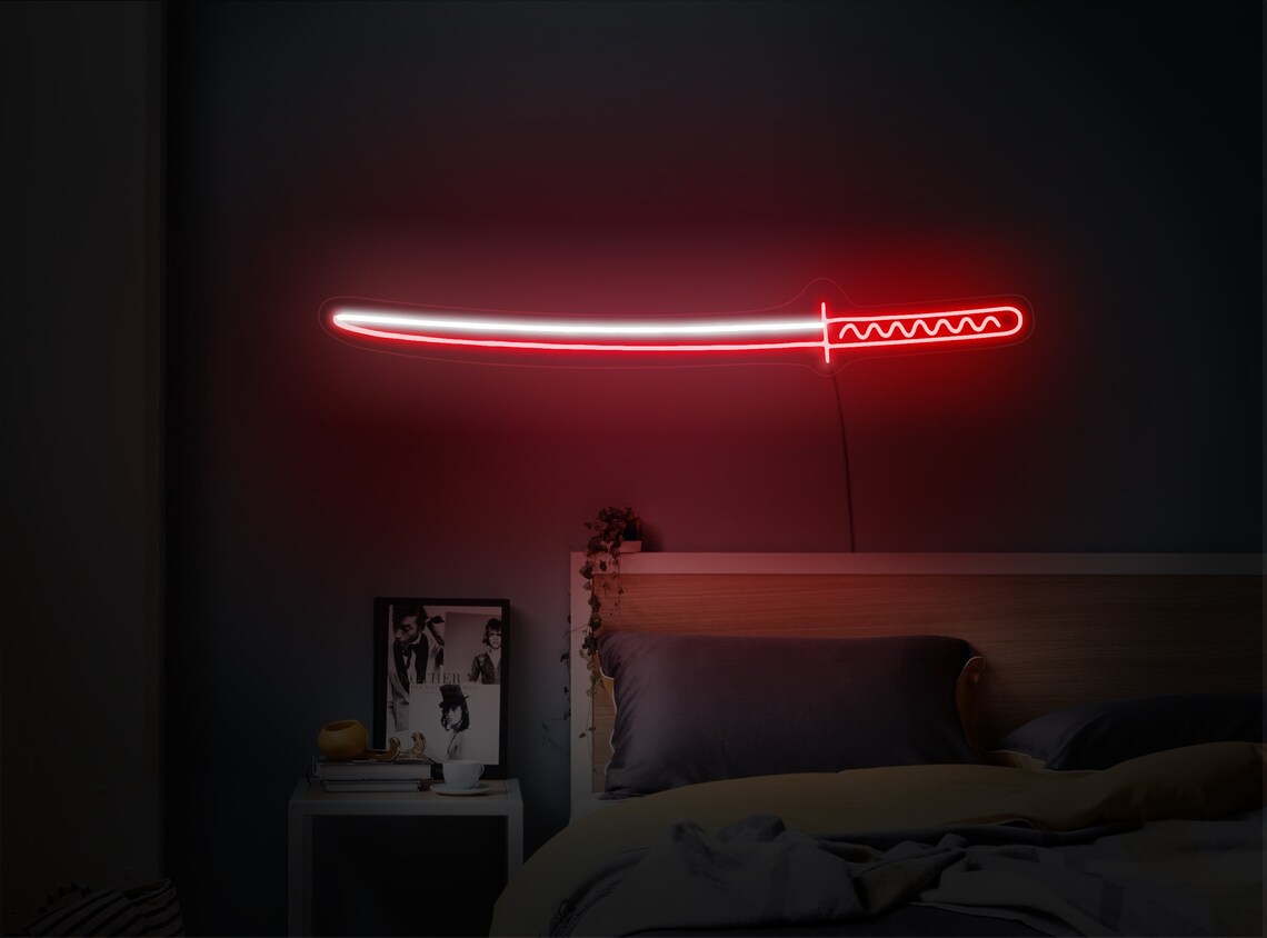 Katana Neon Signkatana Led Signkatana Wall Decorninja Neon | Etsy