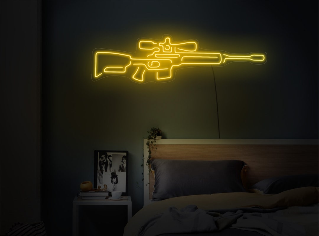Rifle Neon Sign, Rifle Led Wall Art, Gun Neon Light for Game Room ...