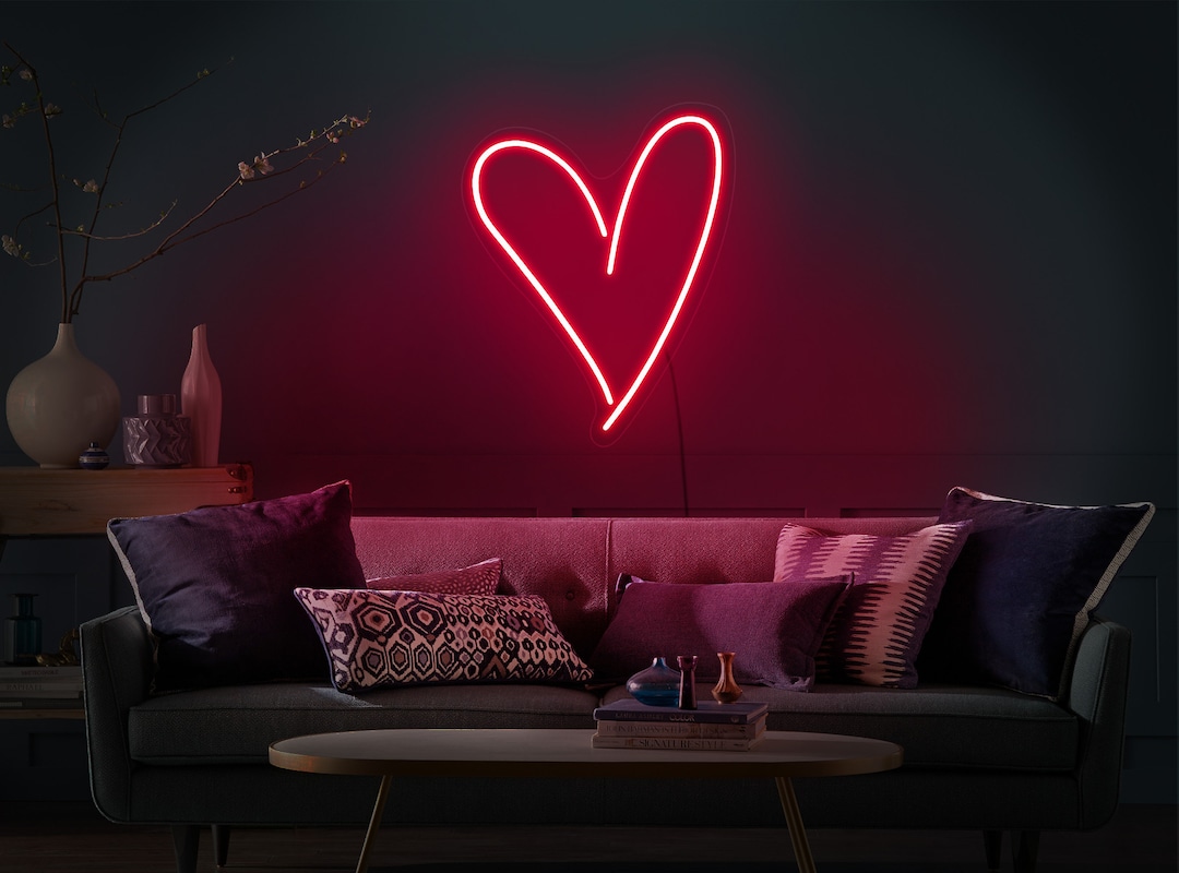 Heart Neon Light, Heart Neon Sign, Heart Led Sign, Heart Wall Decor ...