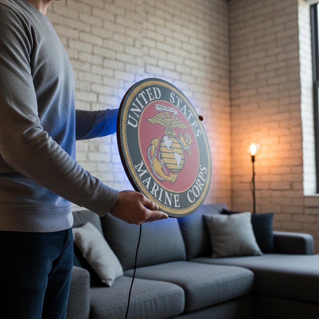 USMC Led Sign, United States Marine Corps Wall Light, Marine Corps ...