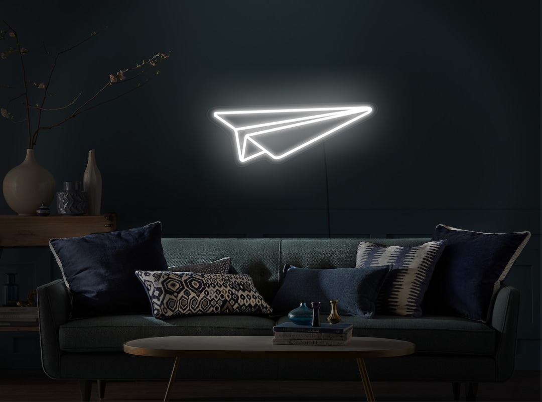 Paper Airplane Neon Sign,paper Airplane Led Sign,paper Airplane Wall ...