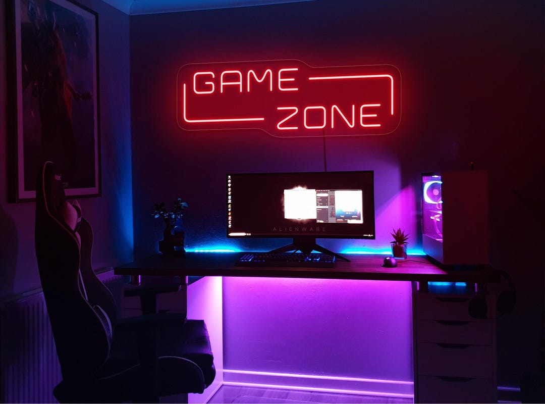 Game Zone Neon Sign, LED Gamer Room Decor, Video Game Wall Light ...