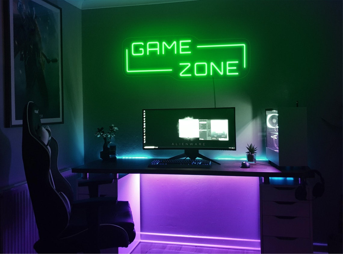 Game Zone Neon Signgame Zone Led Signgame Zone Wall - Etsy