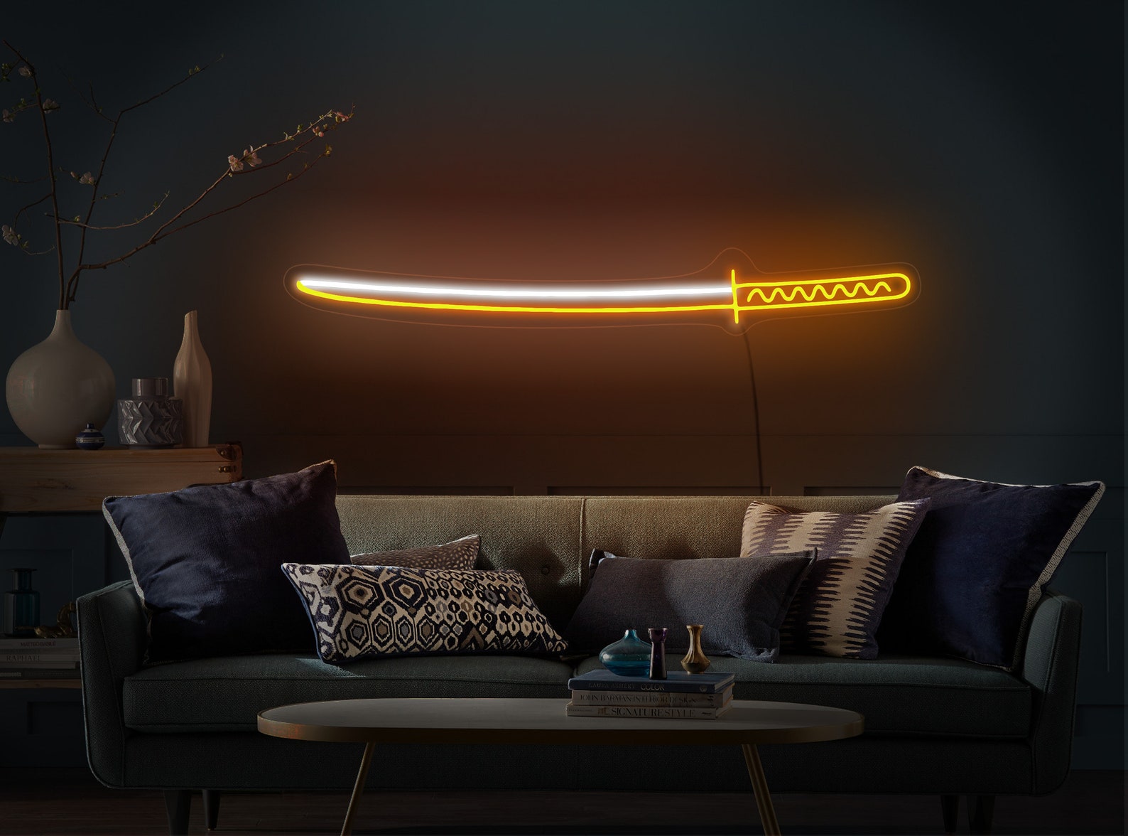 Katana Neon Sign,katana Led Sign,katana Wall Decor,ninja Neon Sign,flex ...
