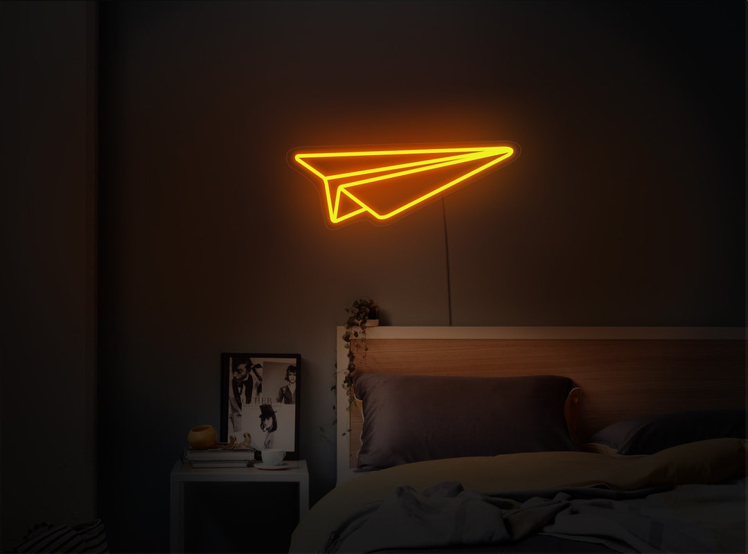 Paper Airplane Neon Sign, Paper Airplane Led Light,paper Airplane Wall ...