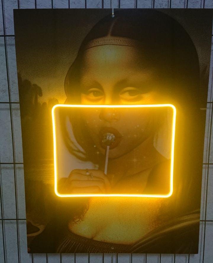 Mona Lisa Neon Sign, Mona Lisa Neon Poster, Unique Neon Art, Mona Lisa ...