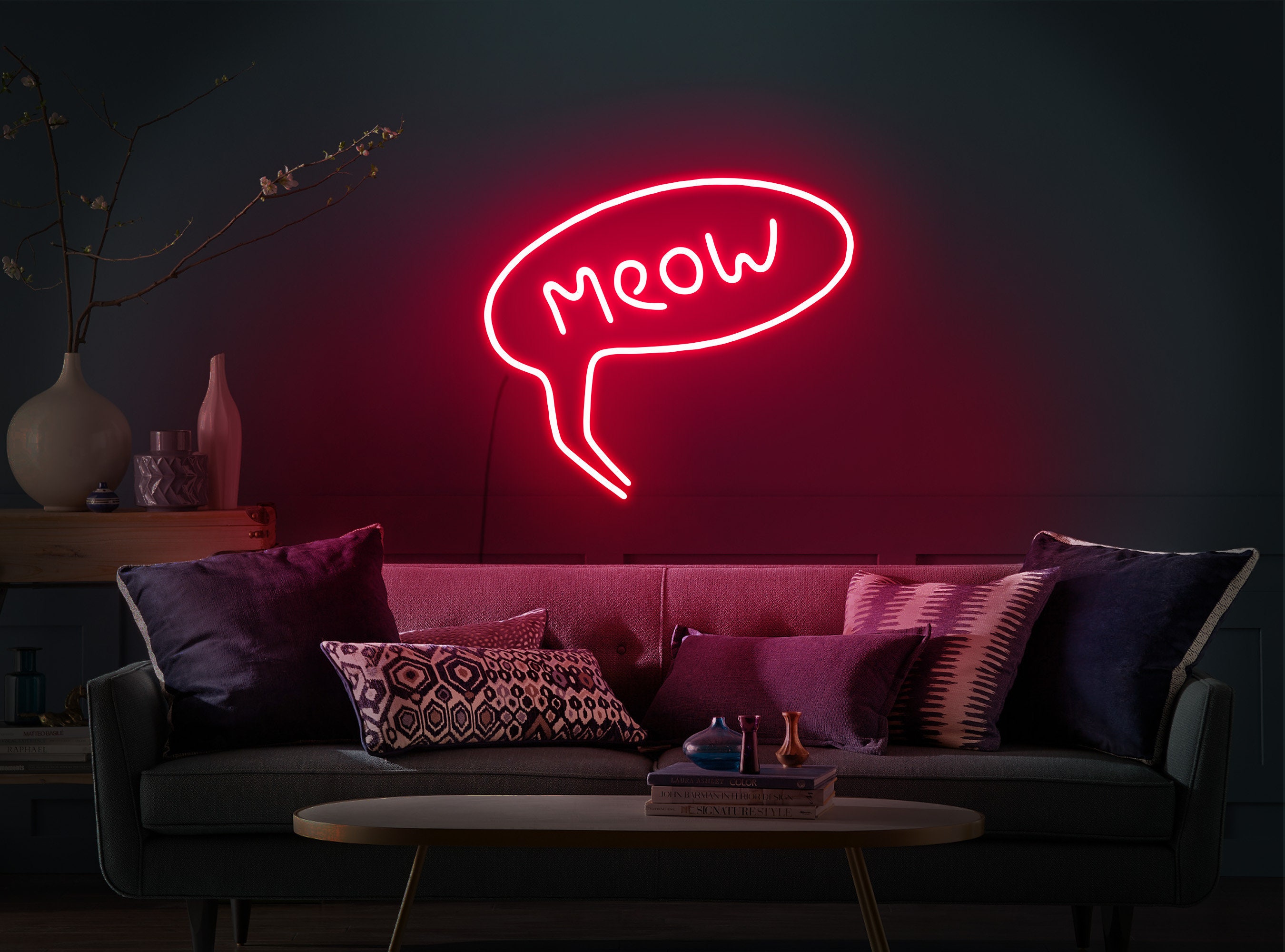 Meow Neon Signmeow Led Signmeow Cat Neon Signkitty Neon - Etsy