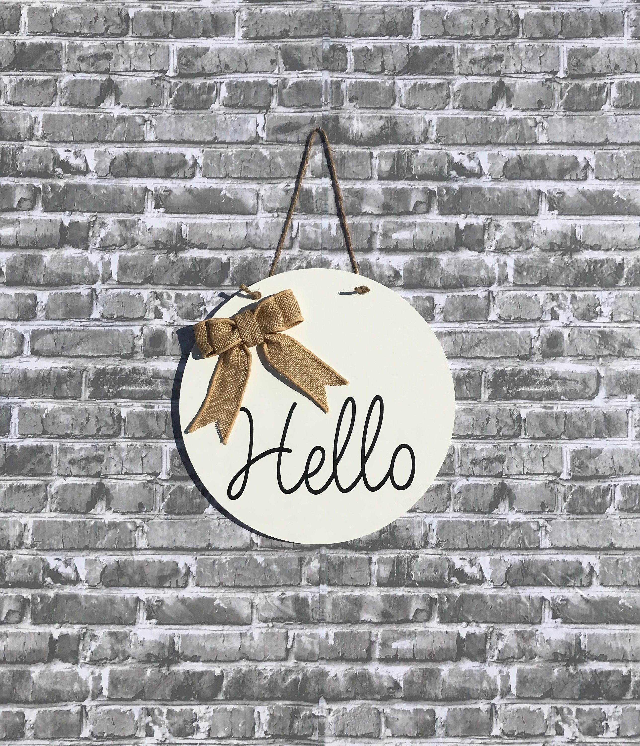 Hello Door Sign, Hello, Wood Sign, Door Hanger, Round Door Hanger, Home ...