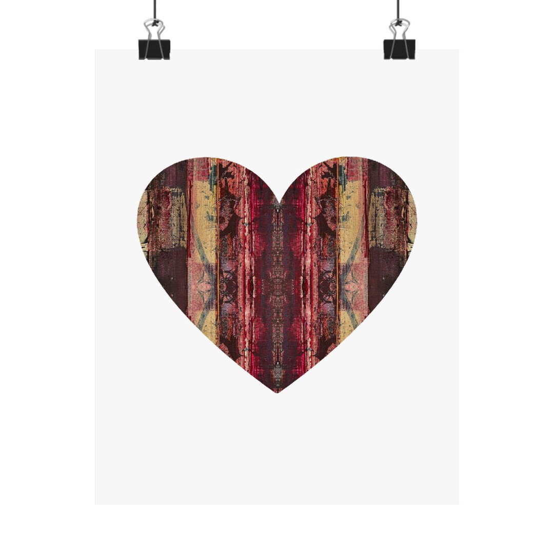 Rustic Pattern Heart Matte Vertical Poster | Boho Heart Wall Art - Etsy
