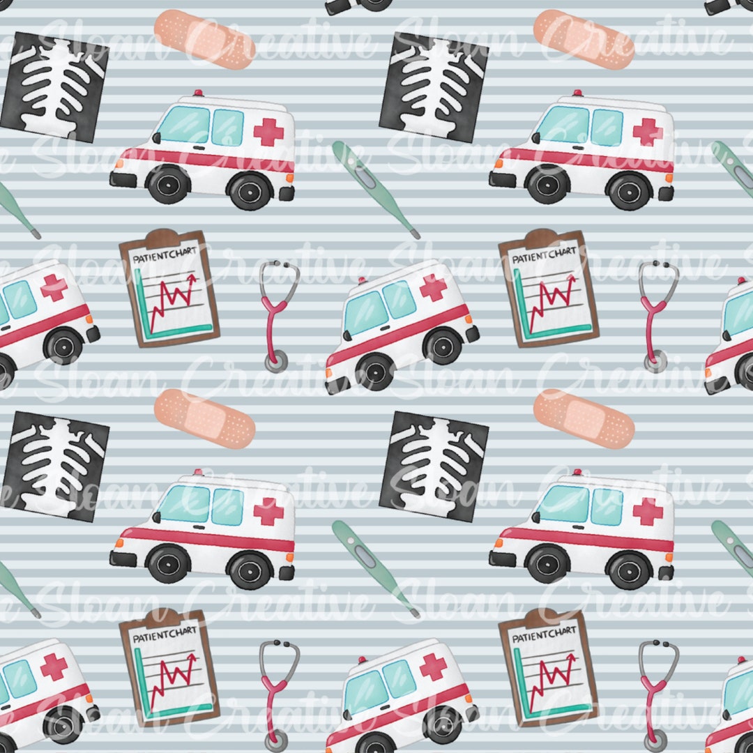 Ambulance Emergency EMS Healthcare Xray Seamless Pattern Digital Paper ...