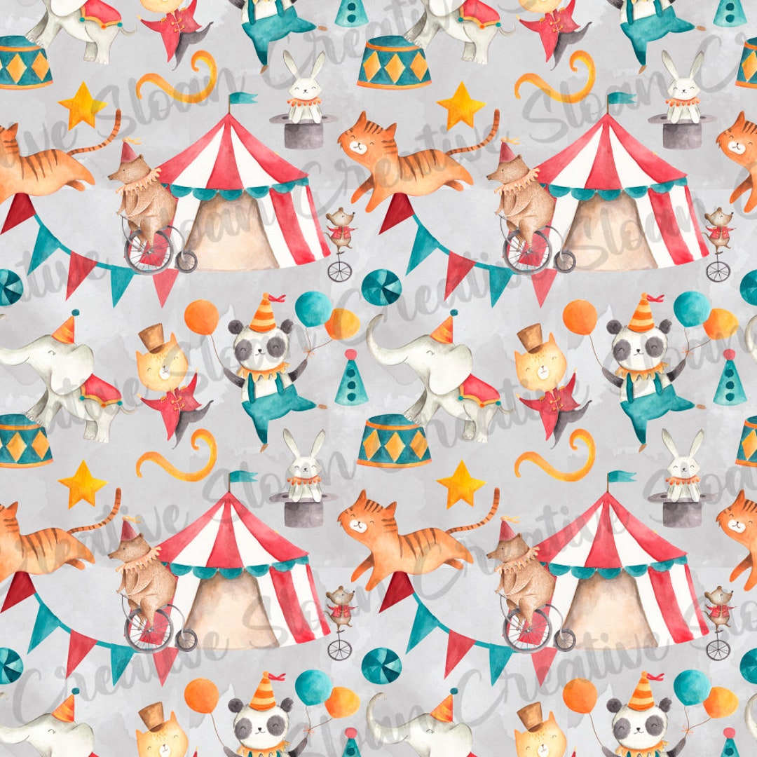 Circus Animals Seamless Pattern Digital Paper - Etsy