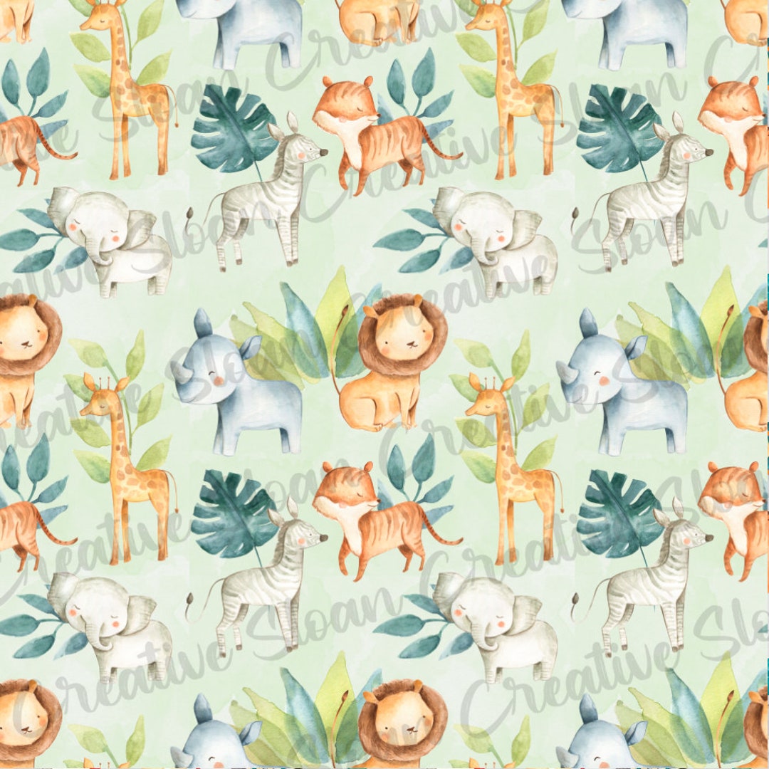 Safari Jungle Seamless Pattern Digital Paper - Etsy