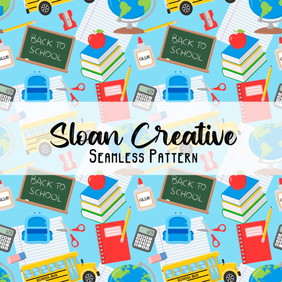 School Back to School Bus Chalkboard Seamless Digital Pattern - Etsy