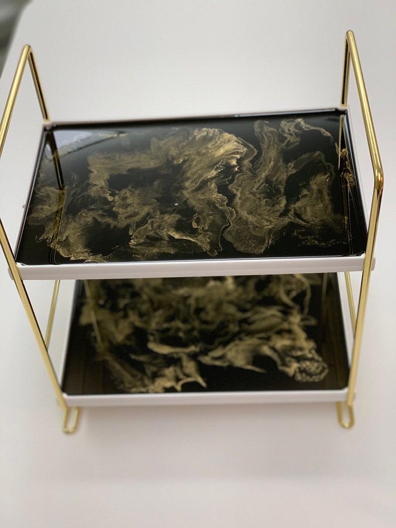 Two-tier Gold and Black Storage Rack Resin Tray - Etsy