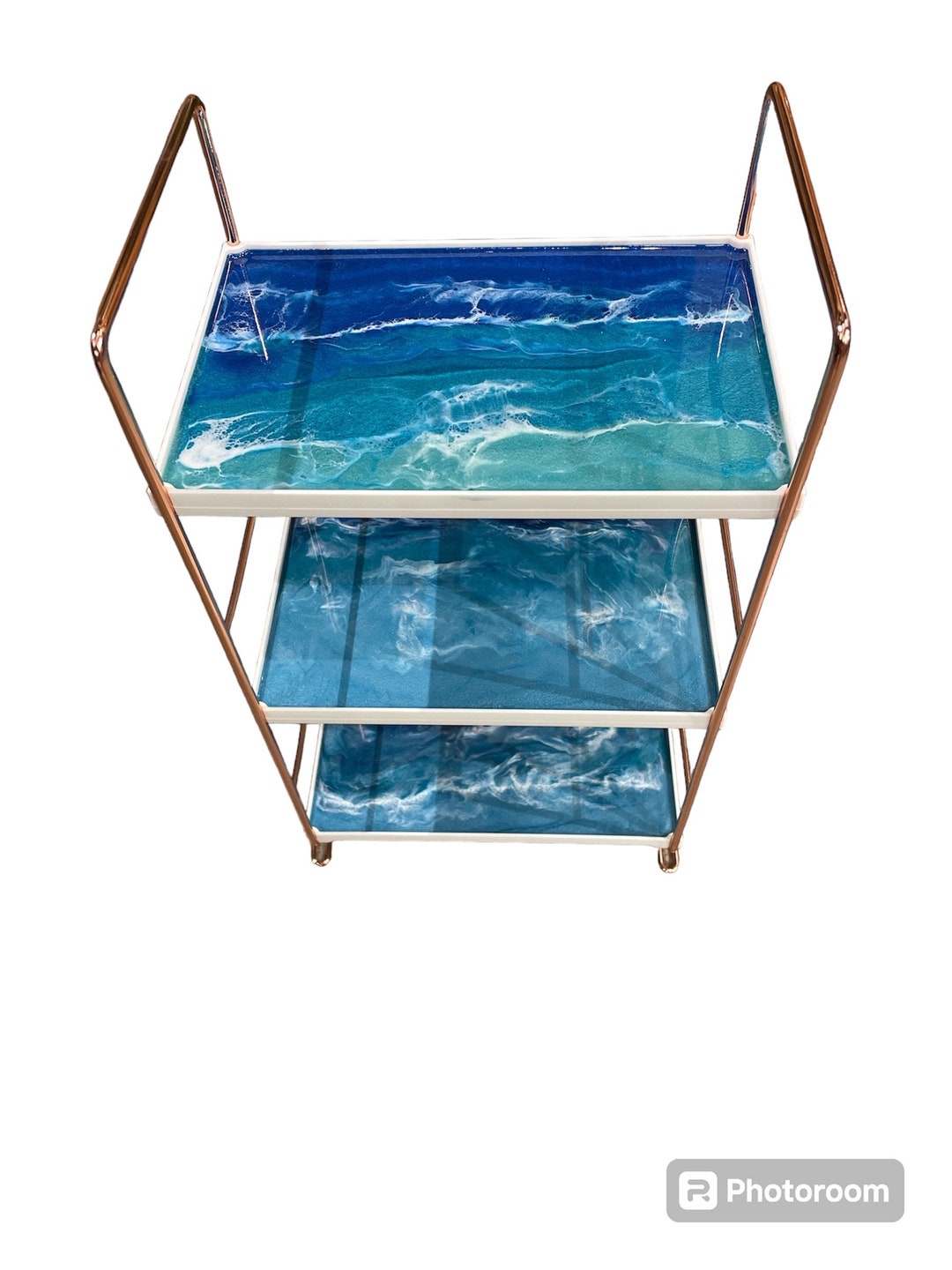 Three-tier Shelves in Resin Ocean Waves - Etsy