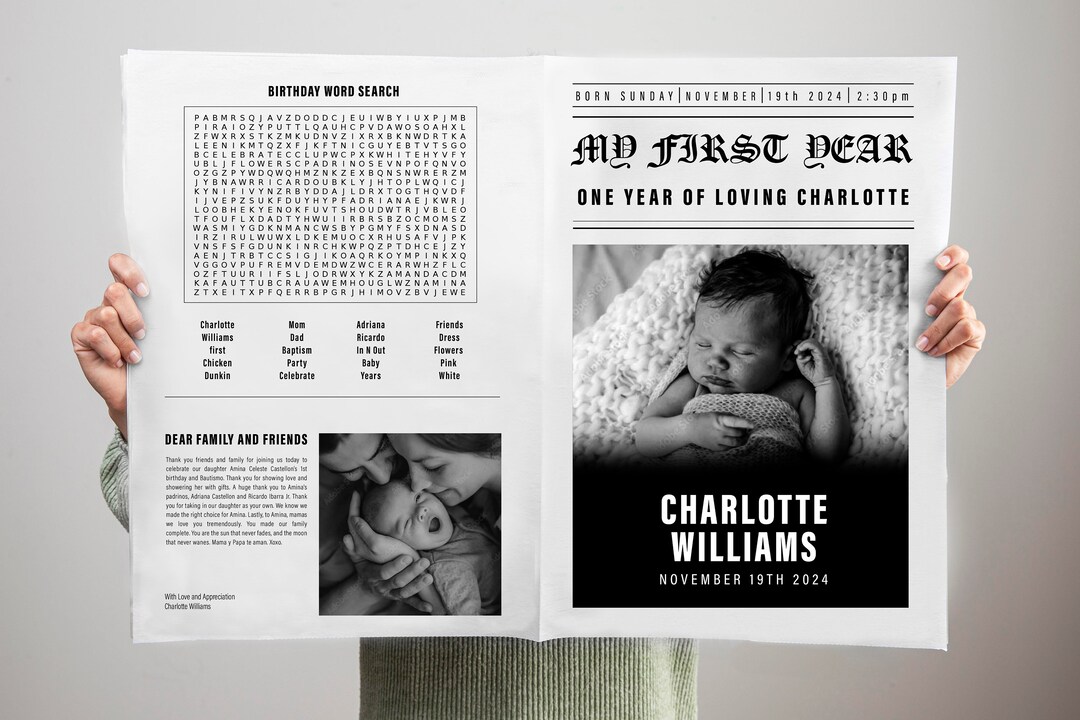 Printed Folded Newspaper Birthday Program Printable Birthday Programs ...