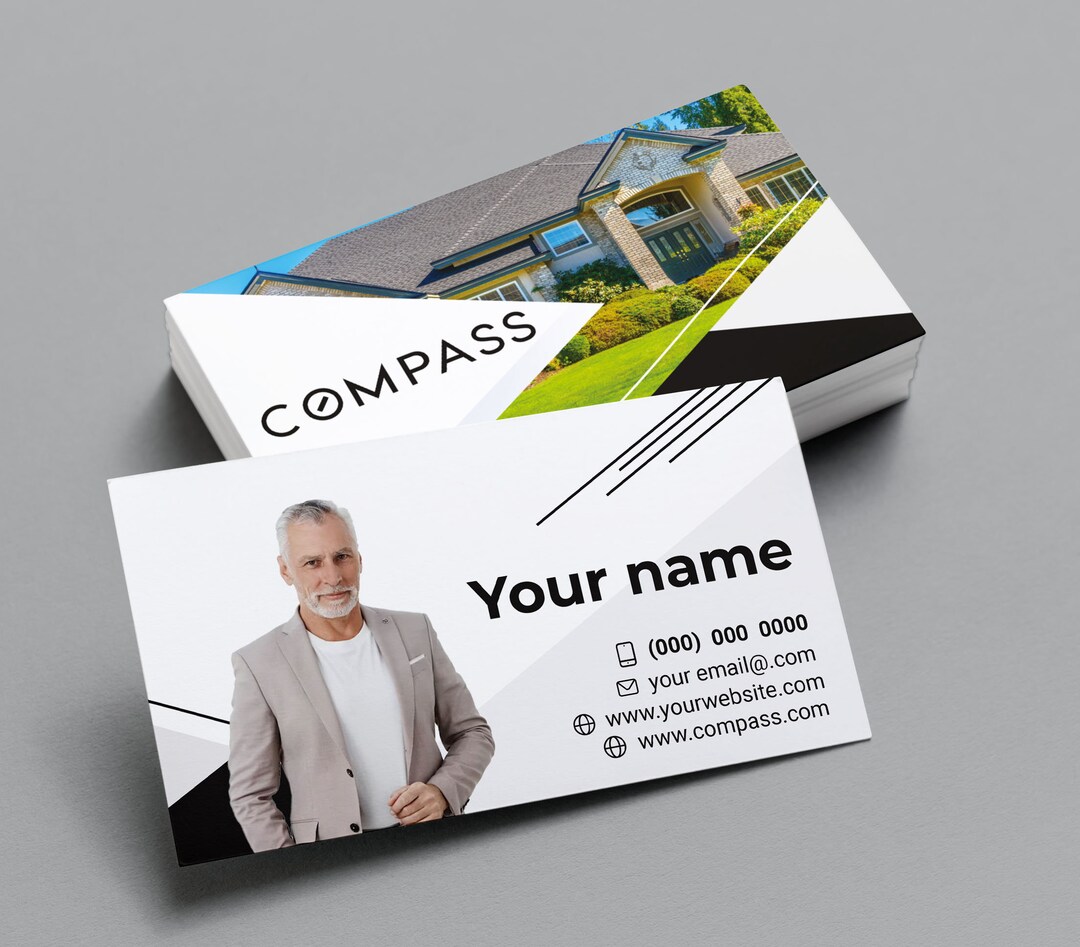 Compass Business Cards | Business Cards Horizontal Soft Touch Laminated ...