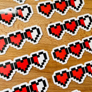 8-bit Pixel Health Heart Die Cut Sticker - Etsy
