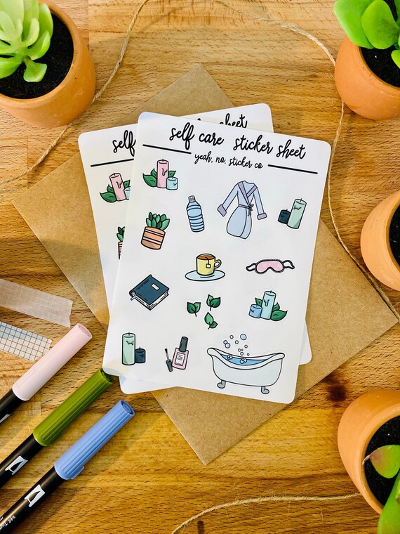 Self Care Themed Sticker Sheet | Etsy