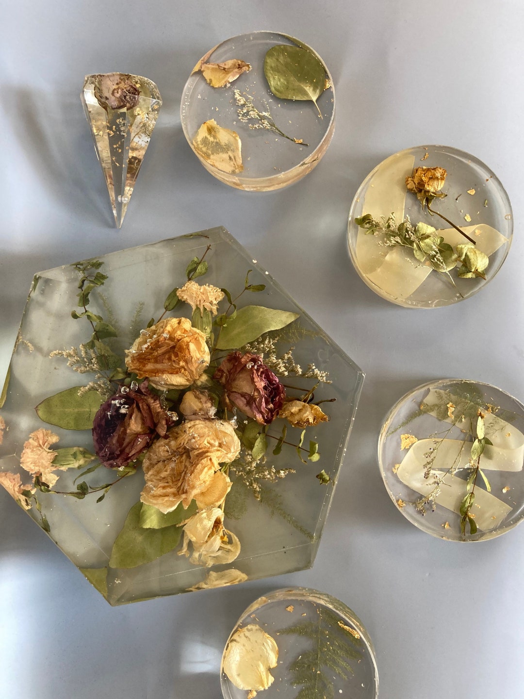 Custom Flower Coasters | Set of 4 Wedding Flower Coasters | Anniversary ...