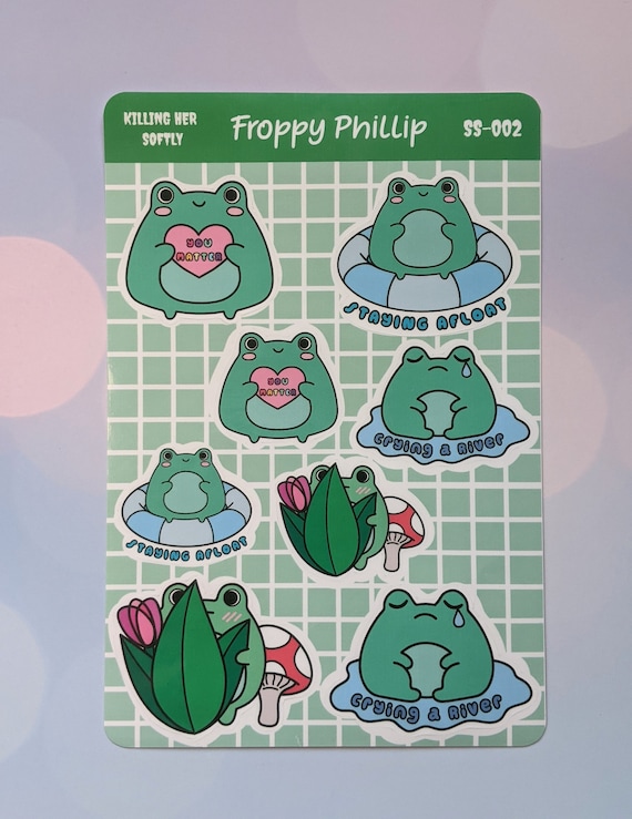 Paper & Party Supplies Stickers Frog Vinyl Sticker Sheet etna.com.pe