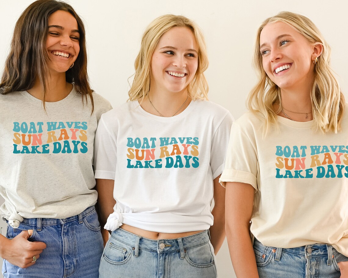 Lake Days Shirt for Women Gifts Boat Waves Sun Rays Lake - Etsy