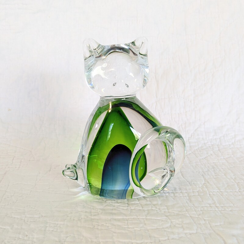 Glass Cat Figurine - Etsy