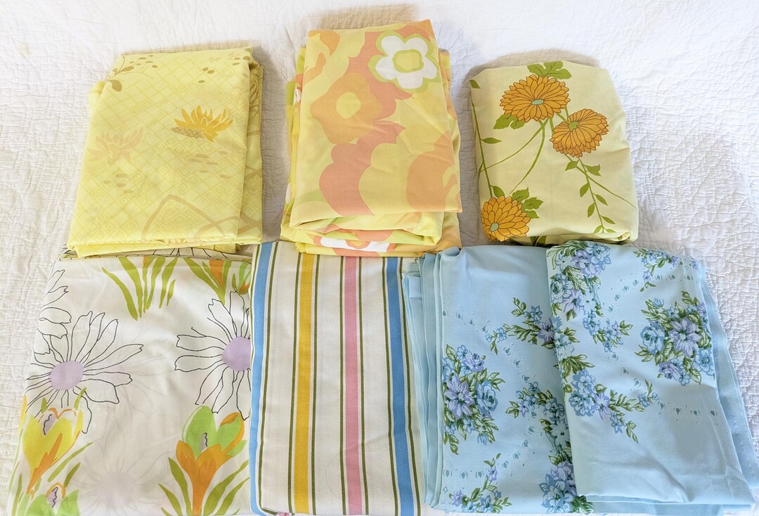 Vintage Twin Size Sheets in Various Colors and Patterns, Floral ...
