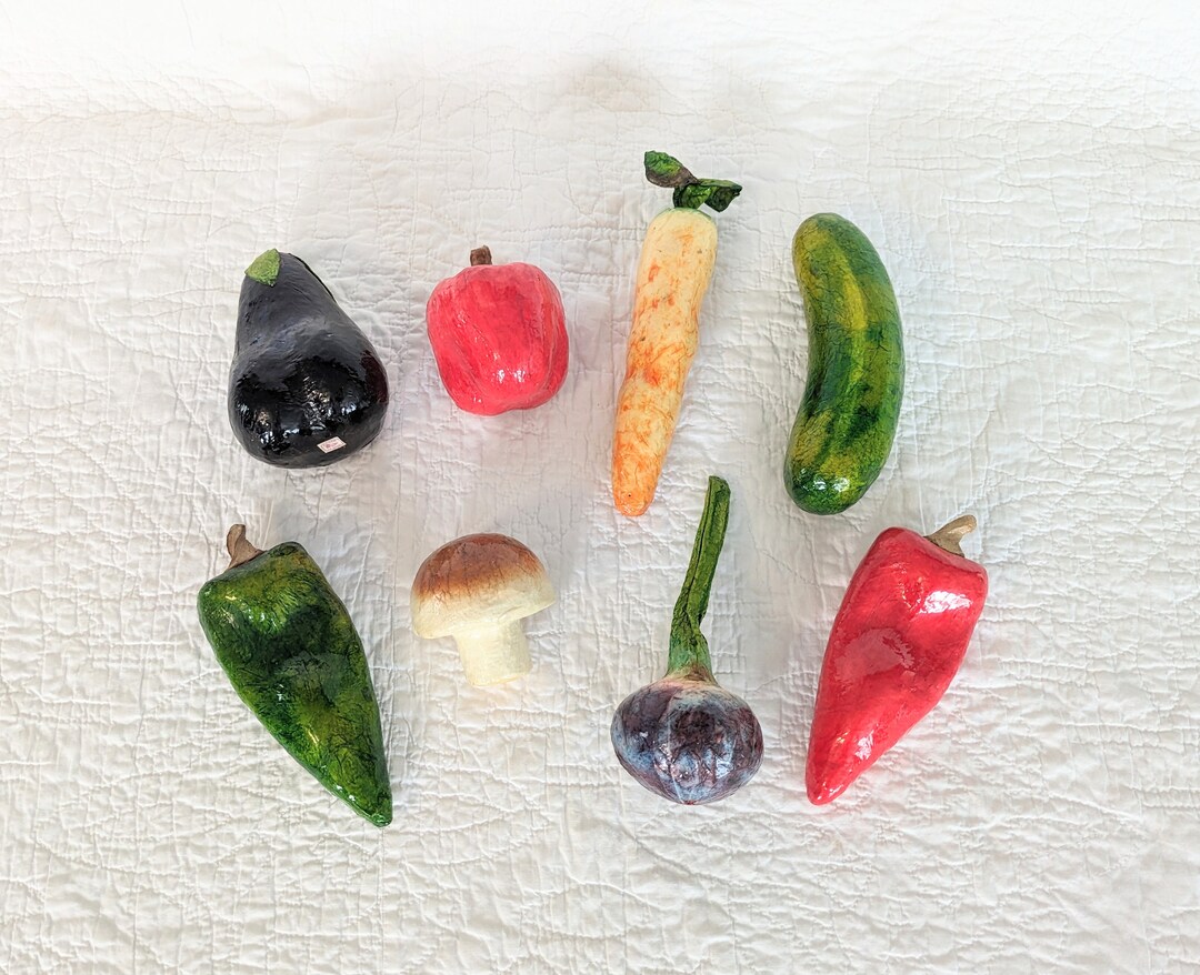 Vintage Handmade Paper Mache Vegetables, Play Food, Vegetable Decor ...
