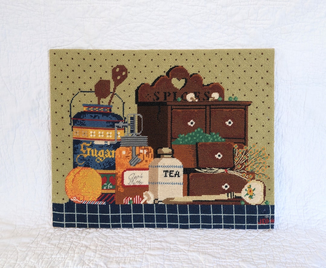Vintage Handmade Needlepoint Wall Hanging Wall Art Kitchen - Etsy