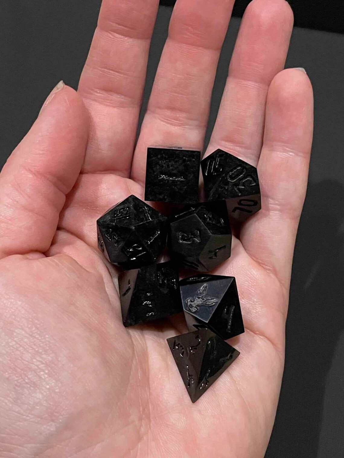 Black Heart DND Polyhedral Dice - Etsy