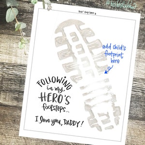 Fathers Day Gift From Child | PRINTABLE Hand Lettered Footprint Craft ...