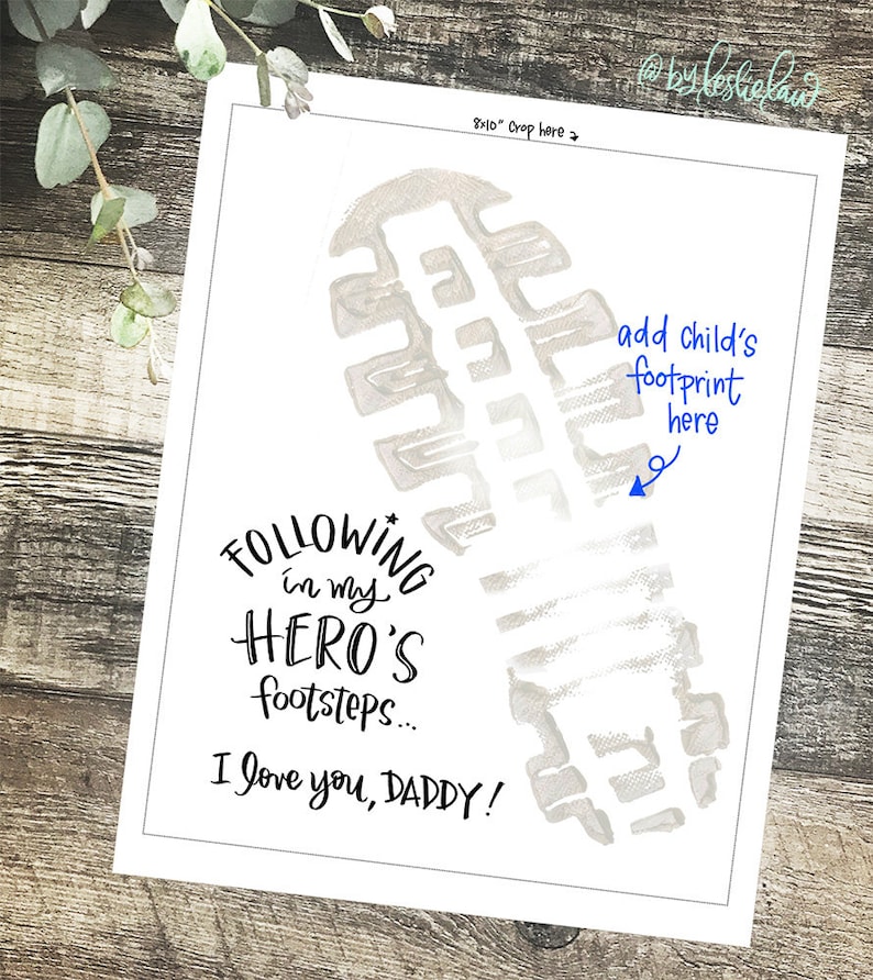 Fathers Day Gift From Child | PRINTABLE Hand Lettered Footprint Craft ...