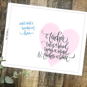 Teacher Gift End of Year Handprint Art Craft | PRINTABLE Hand Lettered ...