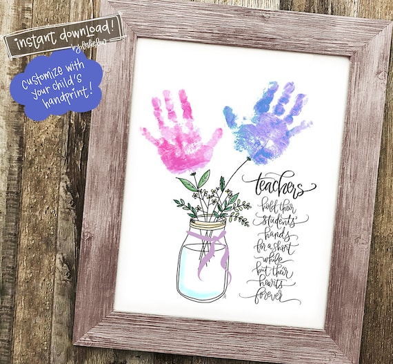 Teacher Gift Handprint Craft Hand Lettered Present | Etsy