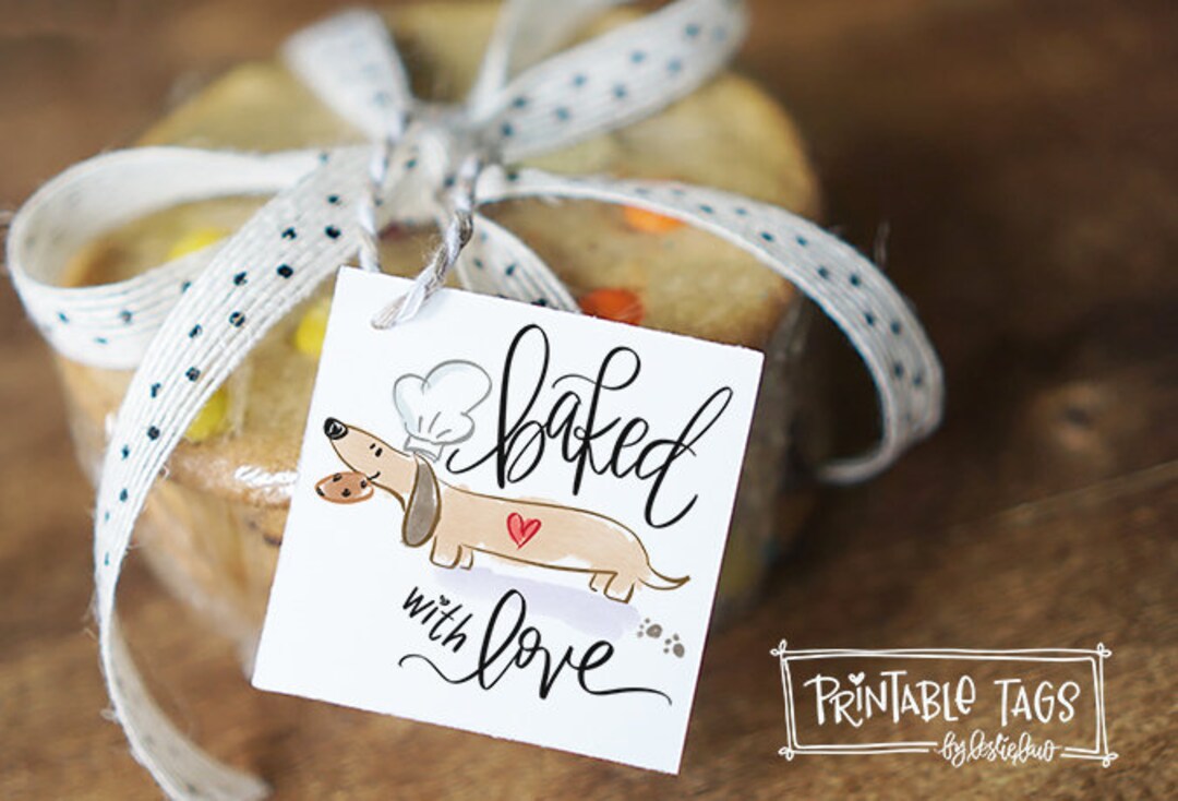 Baked With Love Tag | PRINTABLE Hand Lettered & Illustrated Cookie Tag ...