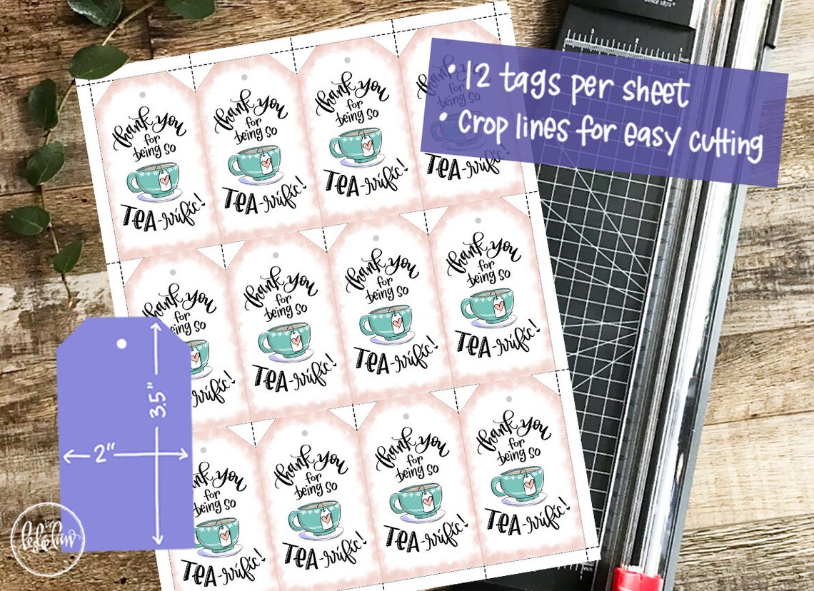 Tea Gift Tags Hand Lettered PRINTABLE Thank You for Being | Etsy