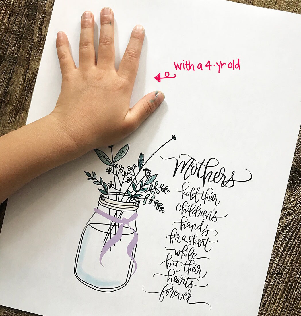 Mother HANDPRINT Gift Craft for Mom Hand Lettered PRINTABLE - Etsy