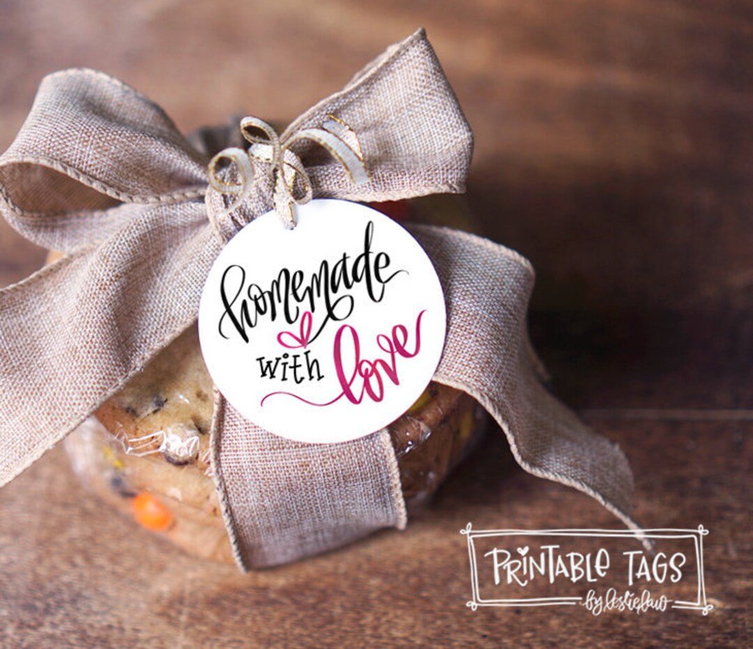 Homemade With Love PRINTABLE Hand Lettered Cookie Tag | Both 2" Circle ...