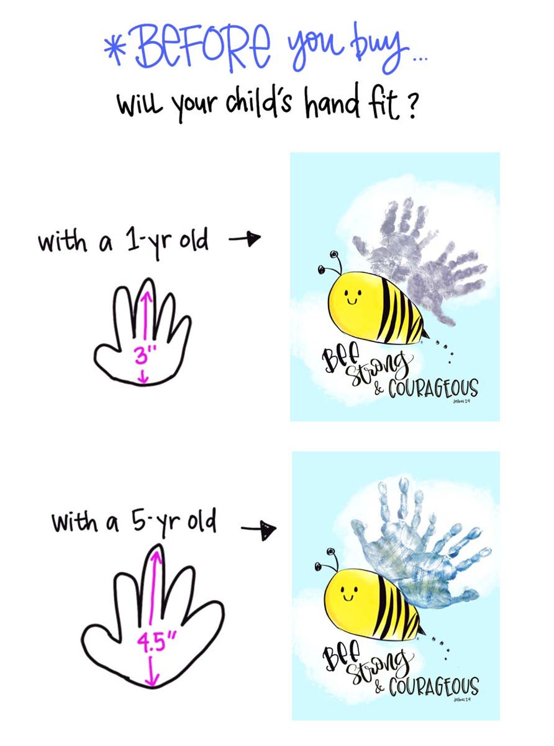 Sunday School Craft Joshua 1:9 Handprint Keepsake | Bee Strong and ...