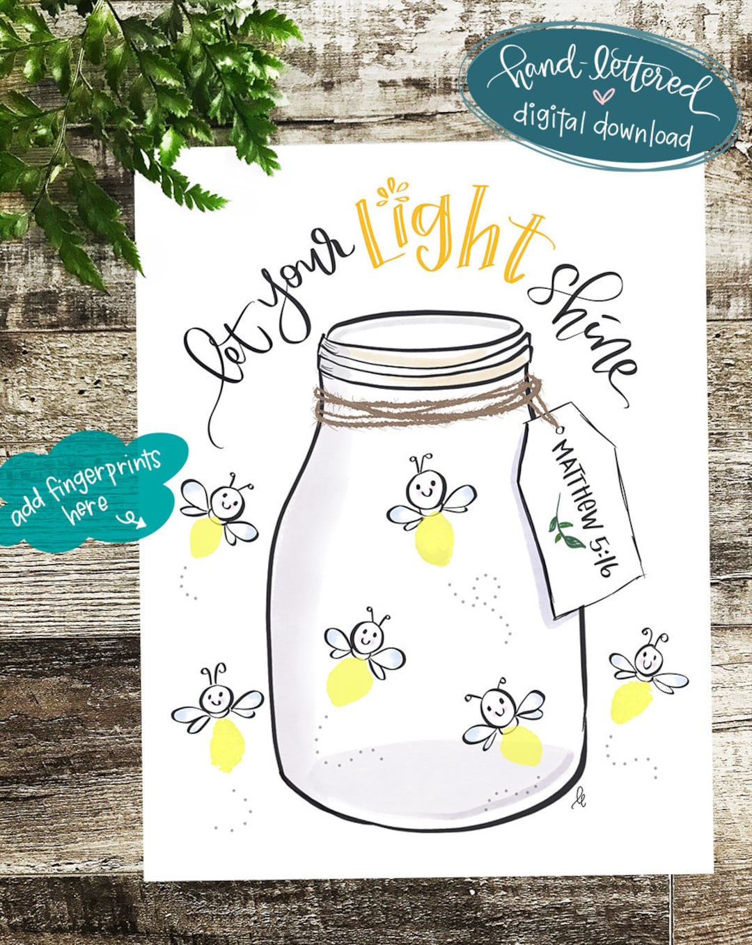 Let Your Light Shine Fingerprint Craft | 100% Hand Lettered ...