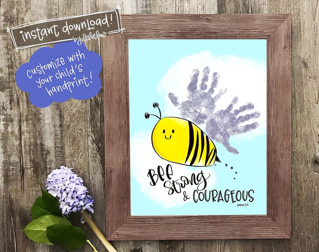Sunday School Craft Joshua 1:9 Handprint Keepsake | Bee Strong and ...