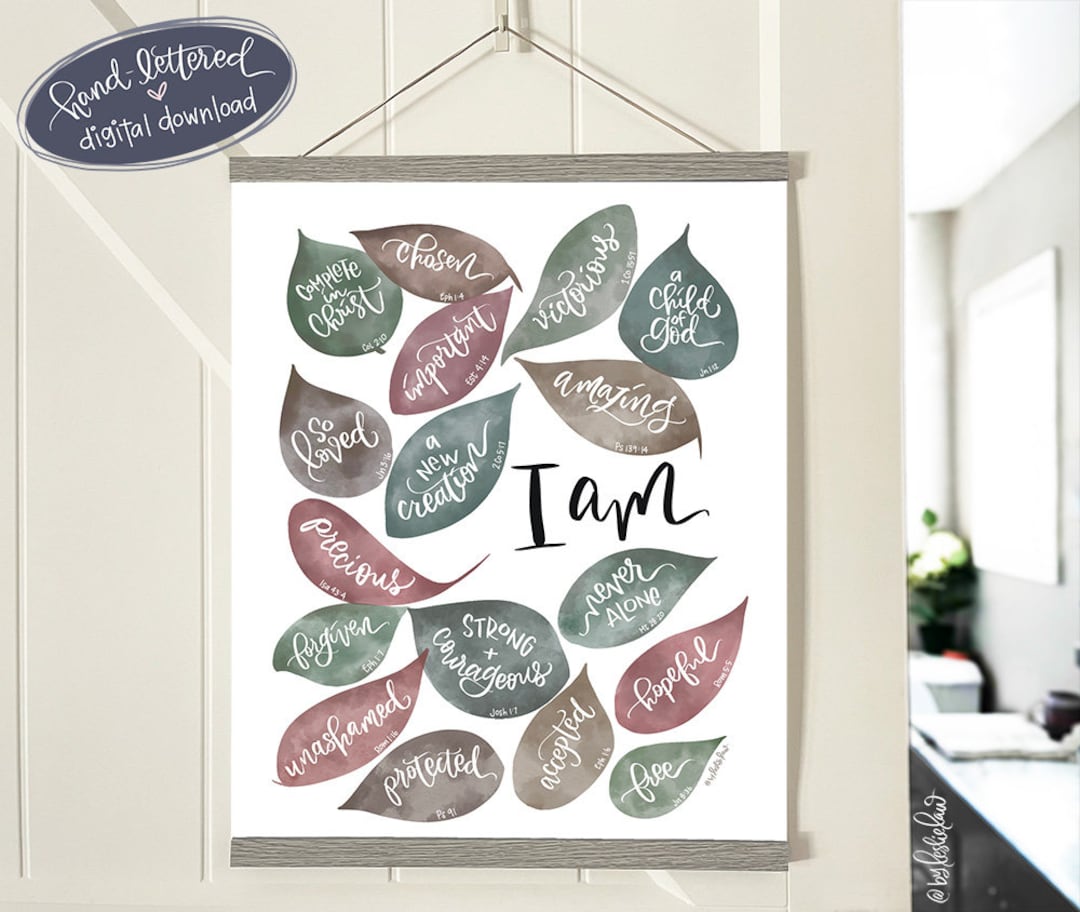 Bible Verse Wall Art | Christian Identity Declarations | 100% Hand ...