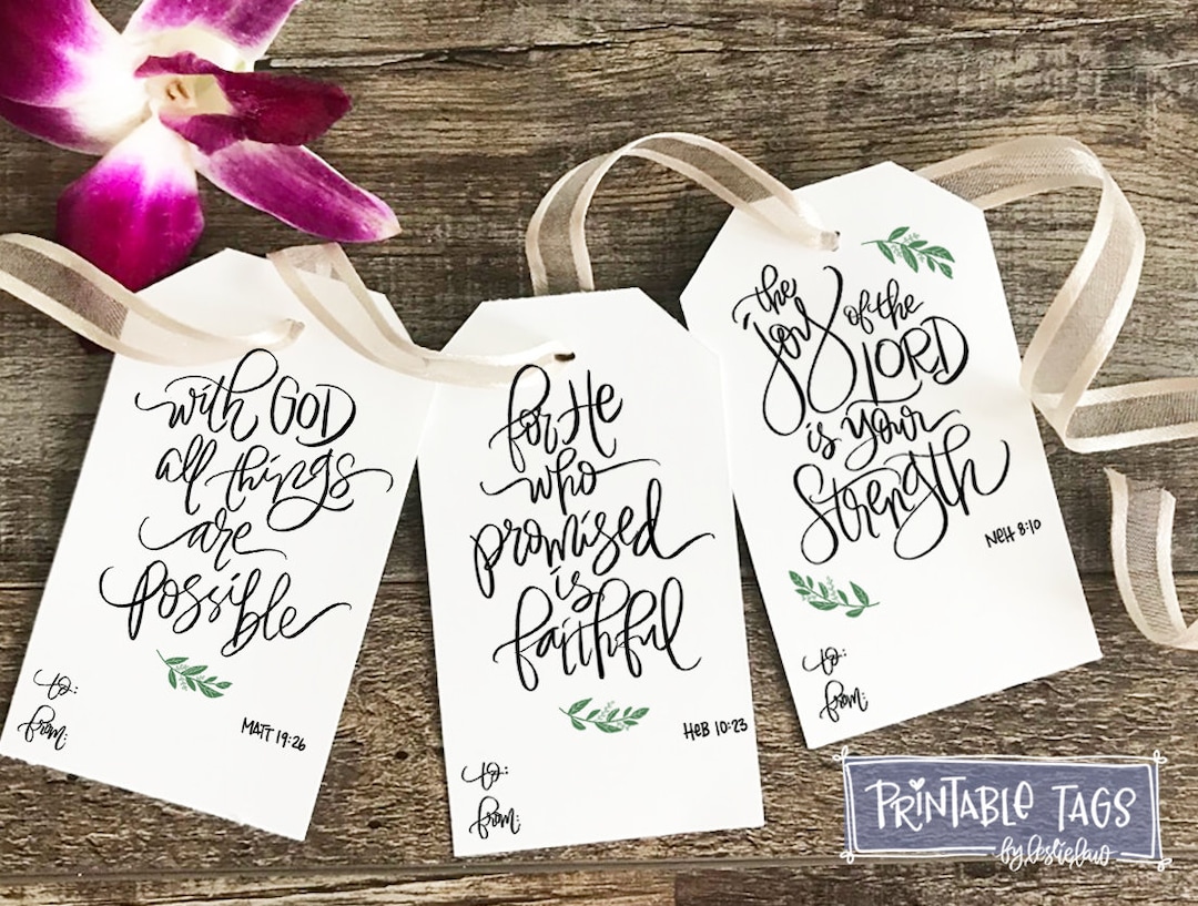 Inspirational Christian Tags Hand Lettered PRINTABLE | 3 DIFFERENT ...