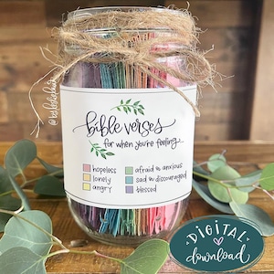 Bible Verse Jar DIY PRINTABLE | 120 Color Coded Verses PDF File ...