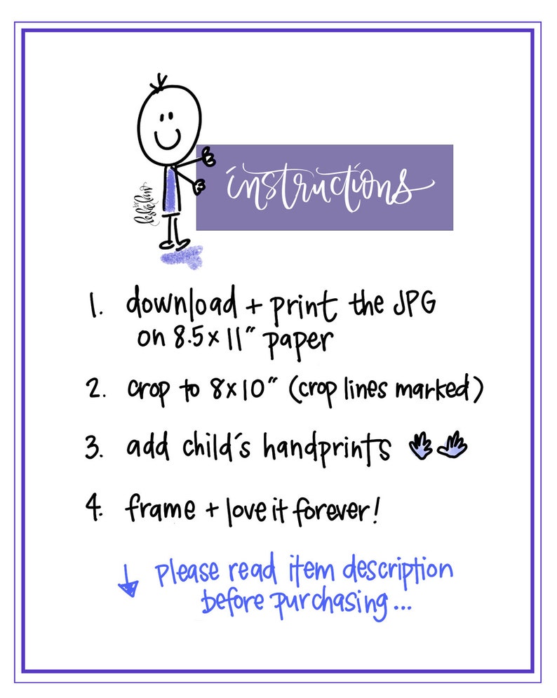 Mother HANDPRINT Gift Craft for Mom | Hand Lettered PRINTABLE 8x10 ...