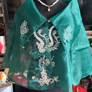 Philippines Filipino Organza Poncho Collared Filipiniana Attire ...